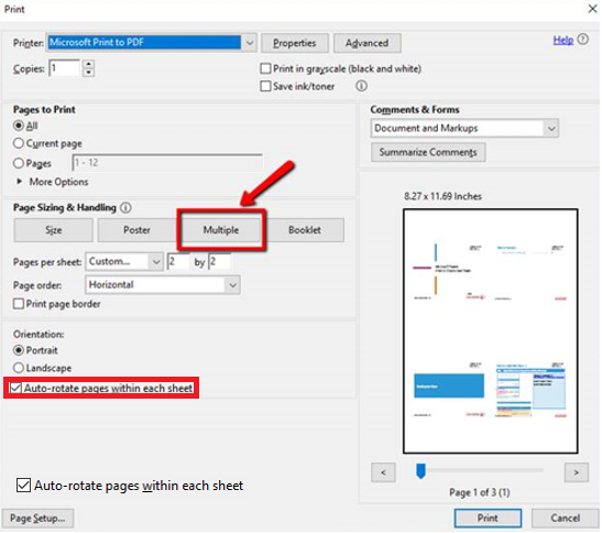 5. Change the Pages per sheet value to fit as many pages asneeded.